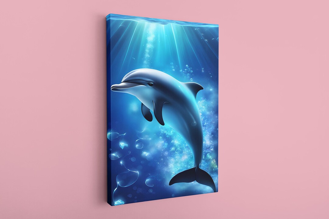 Dolphin Canvas, Dolphin Art, Underwater World, Cute Dolphin Canvas Art ...