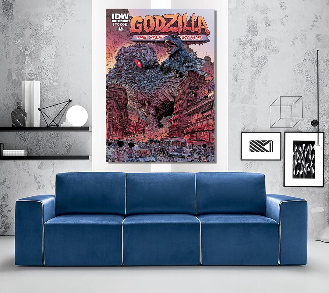 Godzilla Wall Art, Godzilla & Monster Comics Canvas Art, Cartoon Wall ...