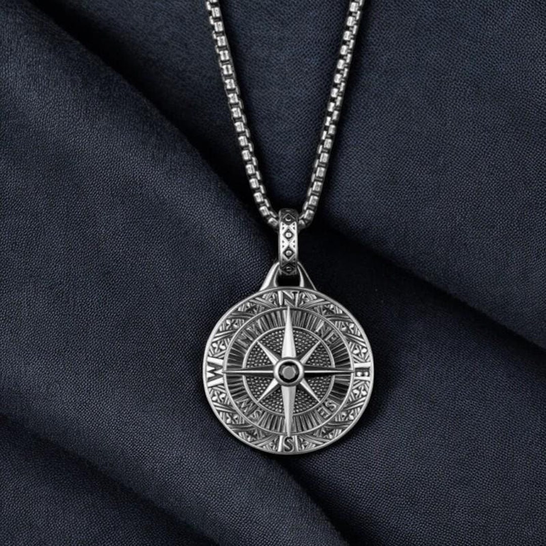 Men's Compass Pendant Necklace, Vintage Compass Necklace for Men ...