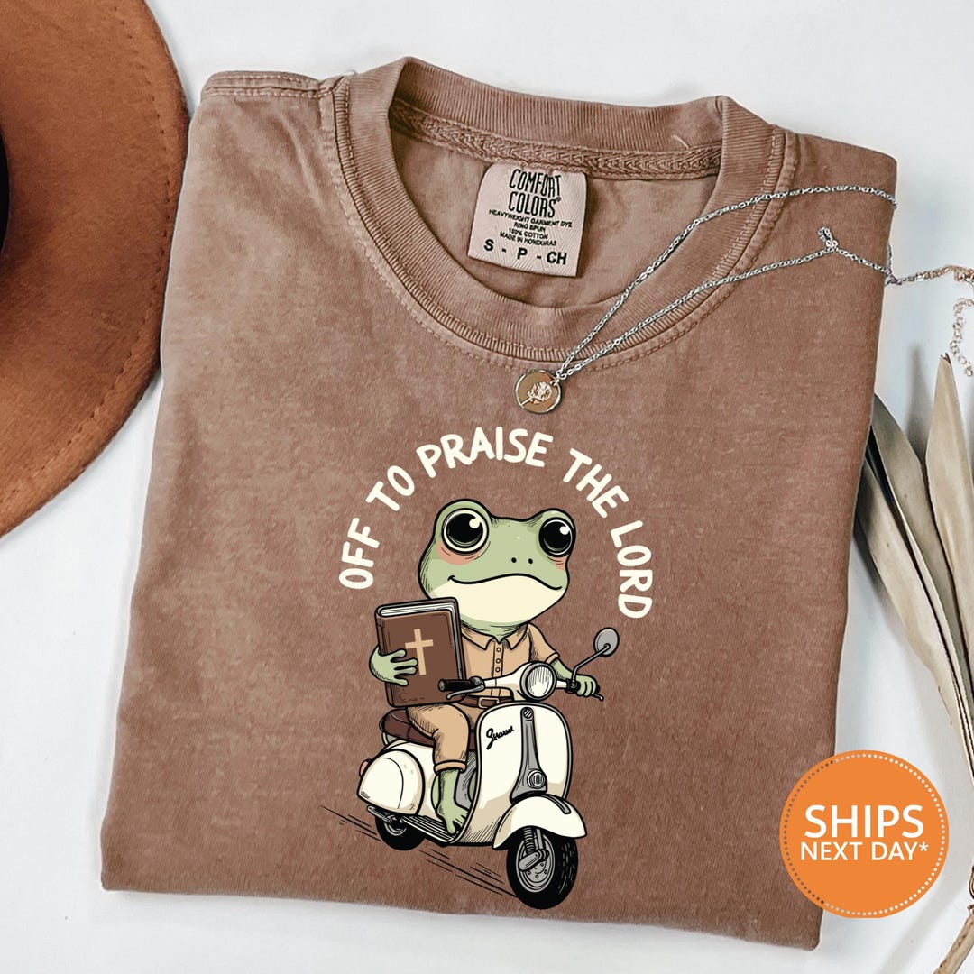 Comfort Colors Funny Frog Christian T-shirt, off to Praise the Lord ...