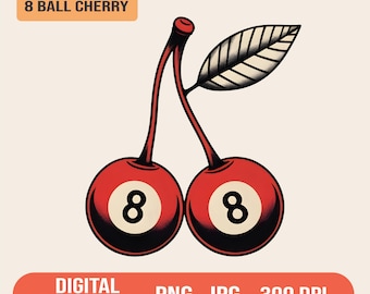 Vintage Tattoo Style 8 Ball Cherry PNG, Retro Rockabilly Pool Ball ...