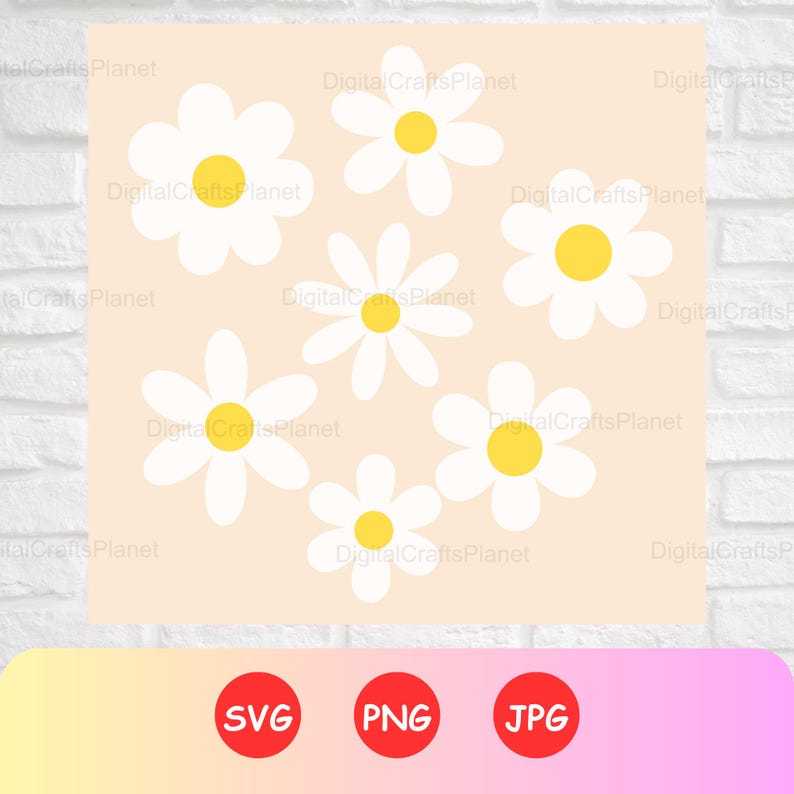 Daisy Flower SVG | Retro Floral Clipart | Digital Cut File for Cricut ...