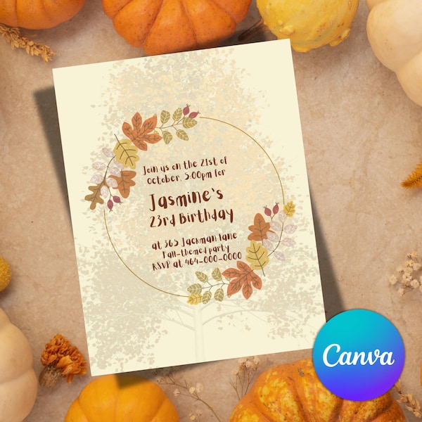 Fall Theme Birthday Invitation - Etsy Canada