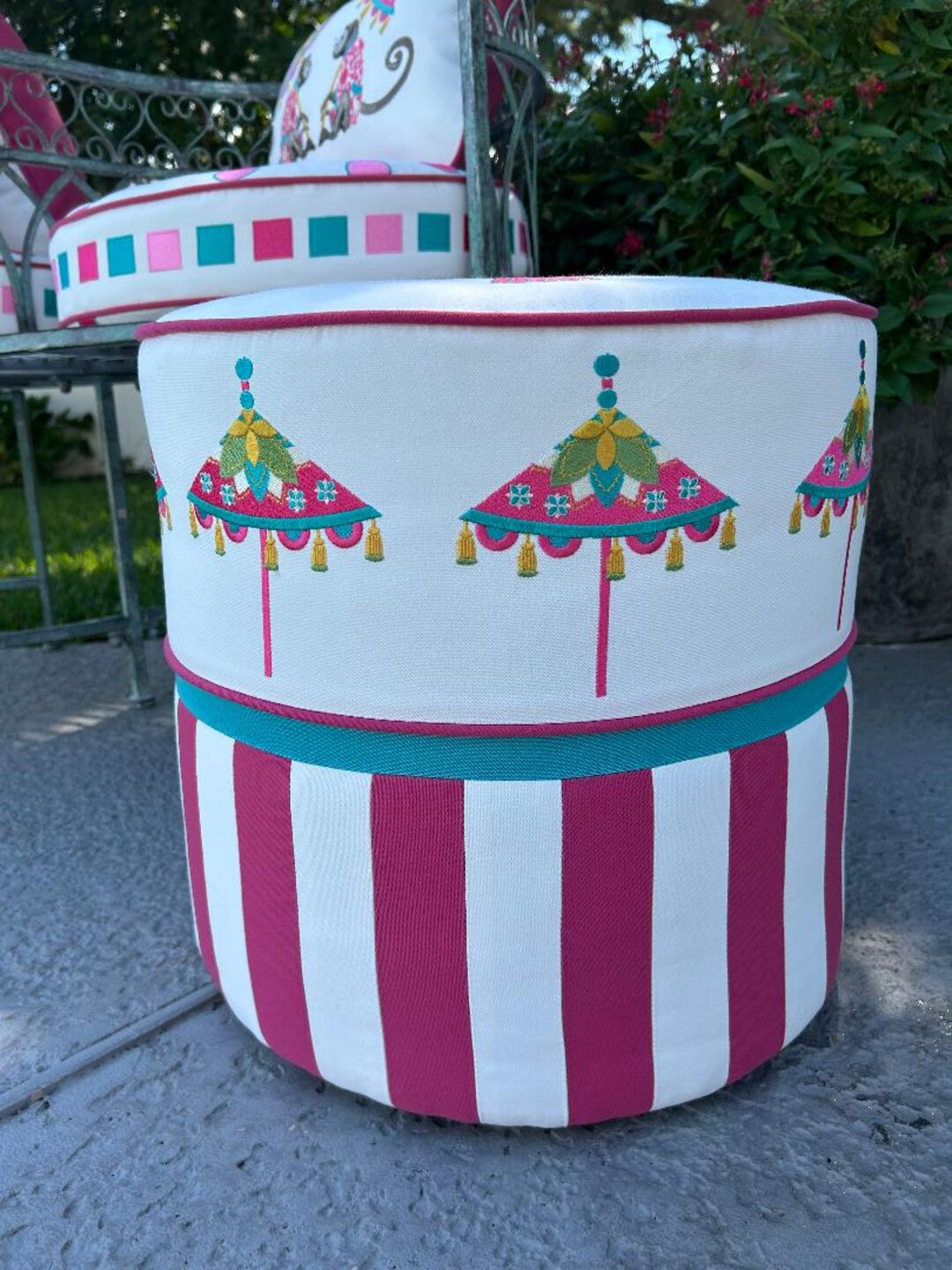 Pink Parasol Pouf - Etsy