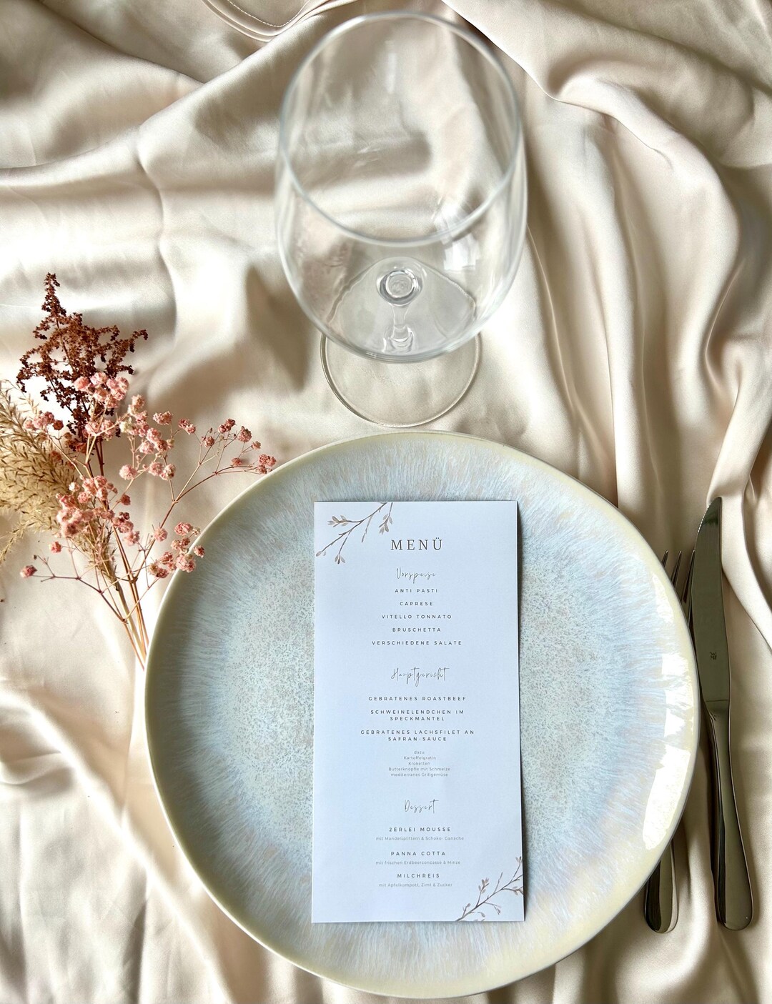 Personalized Menu Card for Your Wedding – Elegant, Modern, Beige | DIN ...