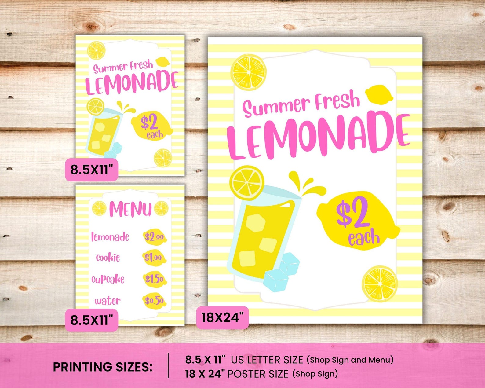 Editable Lemonade Stand Sign, Lemonade Stand Menu, Custom Lemonade ...