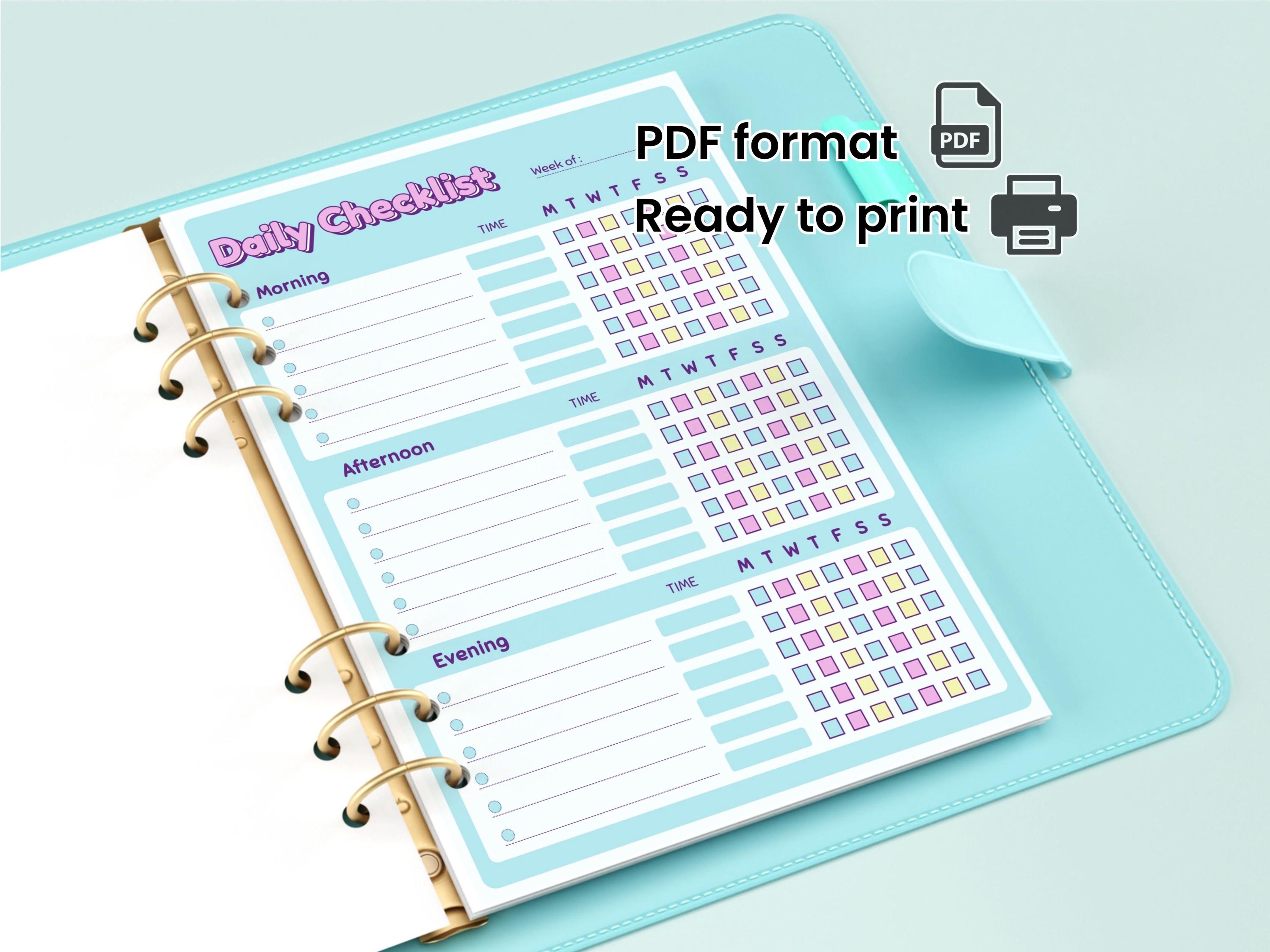 Printable Daily Checklist, Daily Routine, Daily Task Planner, Task ...