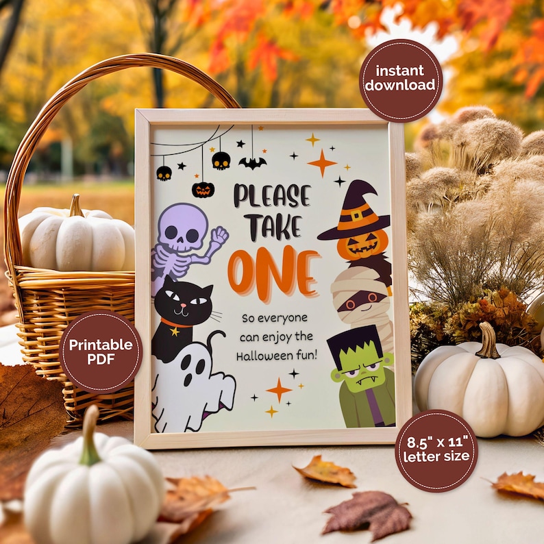 Please Take One Halloween Sign, Halloween Candy Bowl Sign, Trick or ...