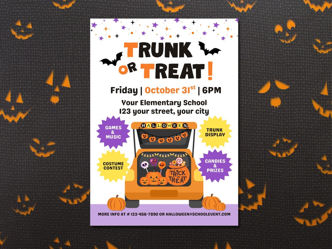 Editable Trunk or Treat Flyer, Trunk or Treat Invitation, Halloween ...