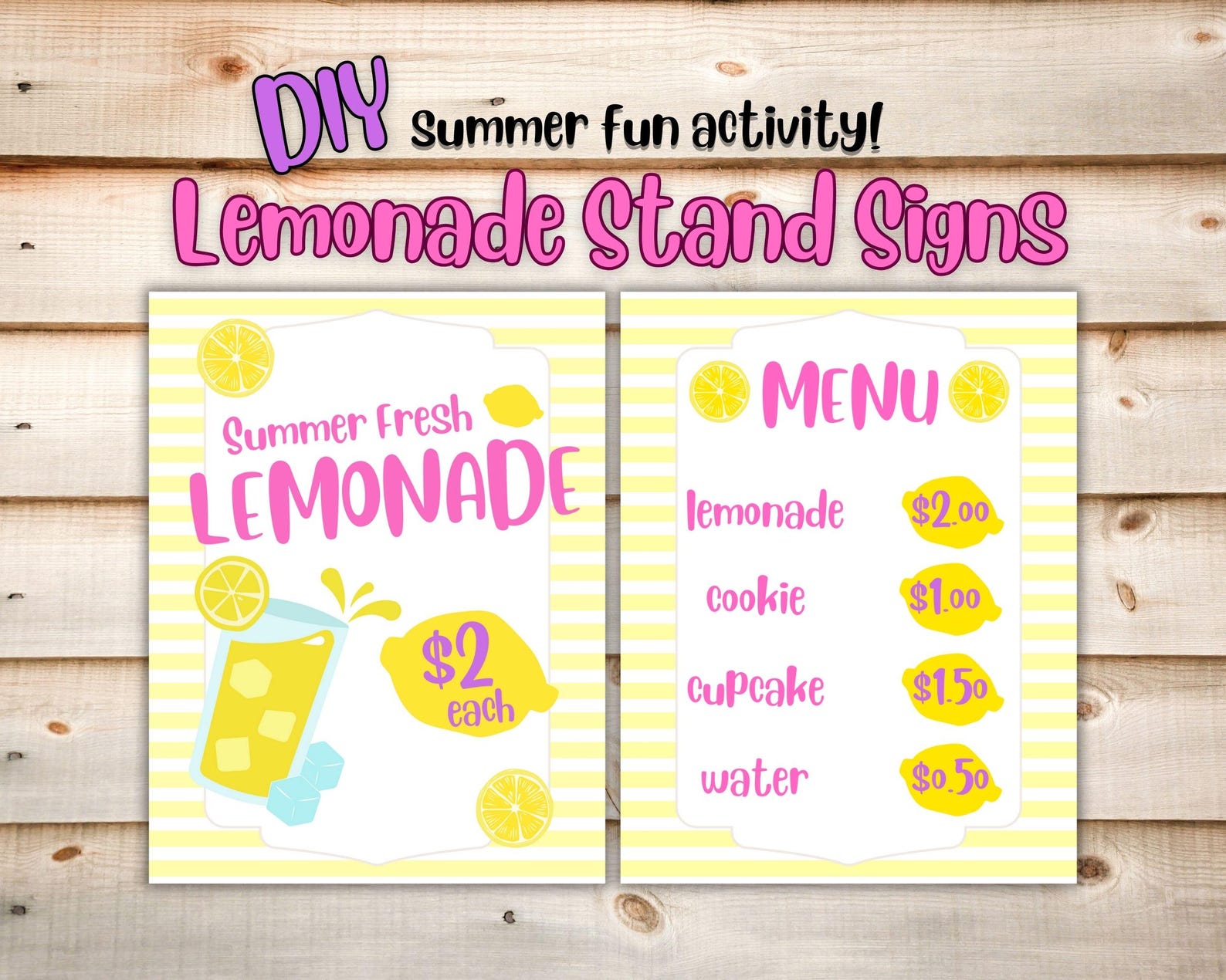 Editable Lemonade Stand Sign, Lemonade Stand Menu, Custom Lemonade ...