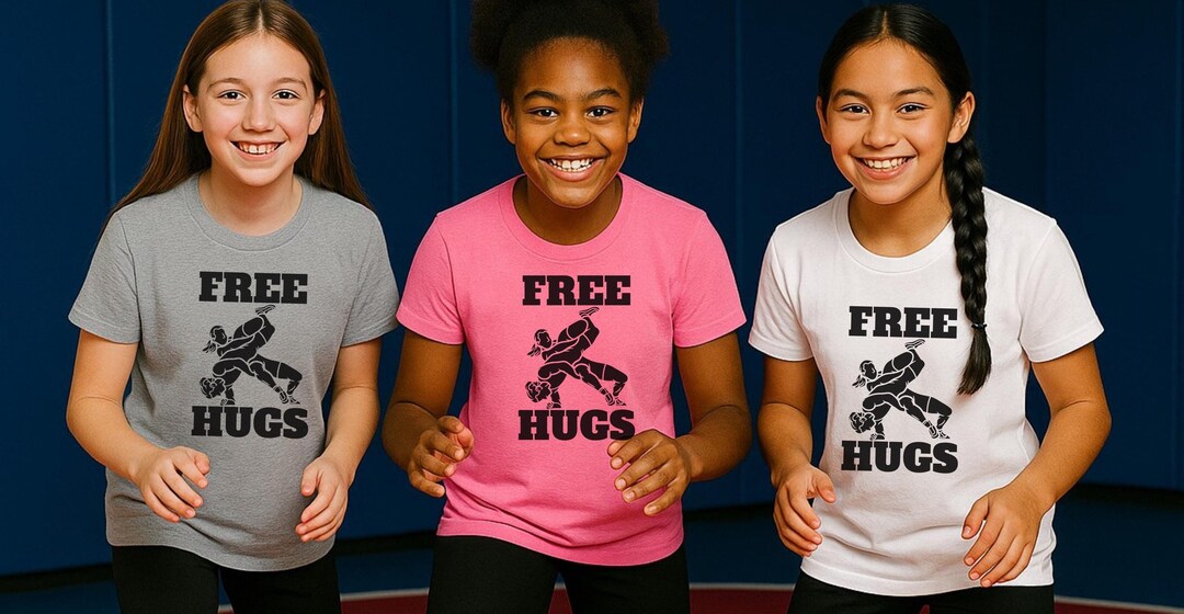 Free Hugs Girls Wrestling Shirt, Custom Name Wrestler Tee, Teen Girl ...
