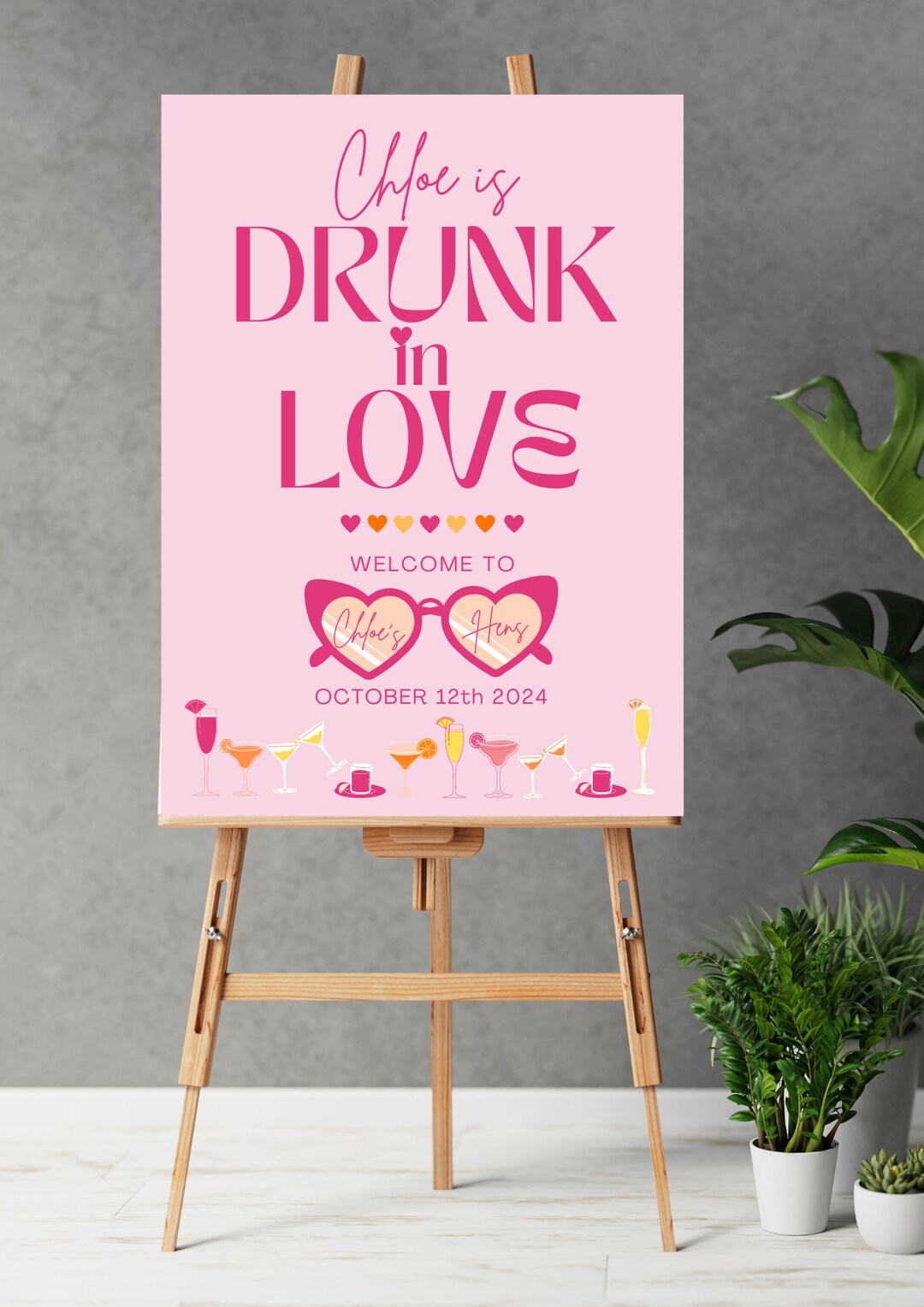 Printable Drunk in Love Theme Bachelorette/hens Welcome Sign Canva ...