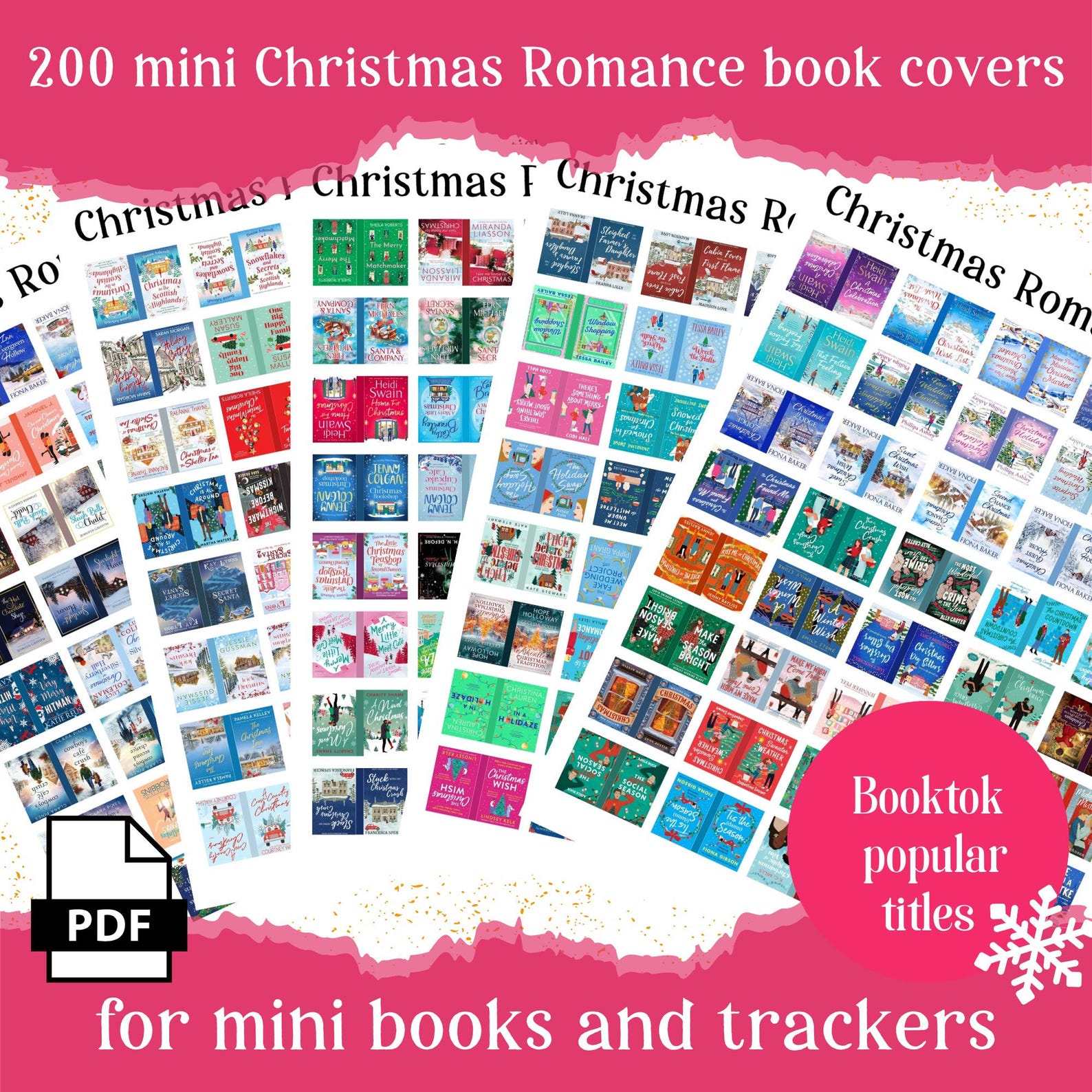 200 Christmas Romance Mini Book Covers, Printable Pdf for Booktok TBR ...