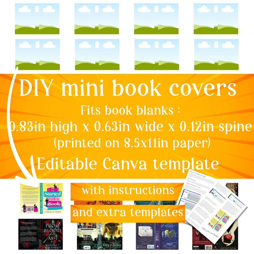 DIY Mini Book Covers, Editable Canva Template to Fit Book Blanks for ...