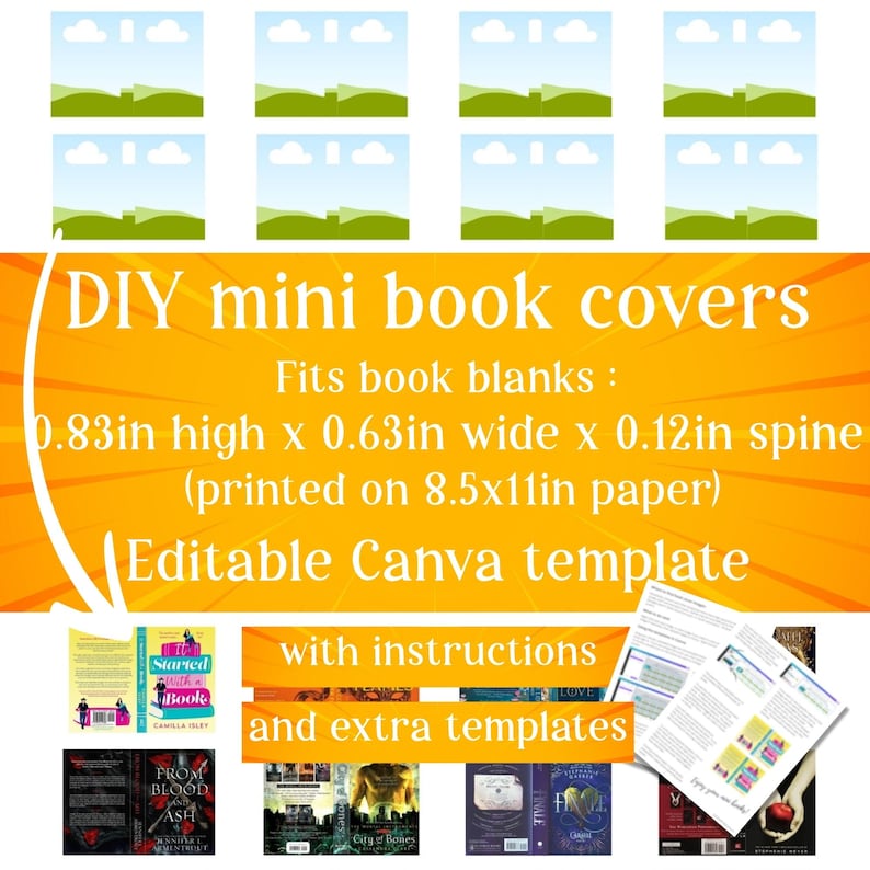 DIY Mini Book Covers, Editable Canva Template to Fit Book Blanks for ...