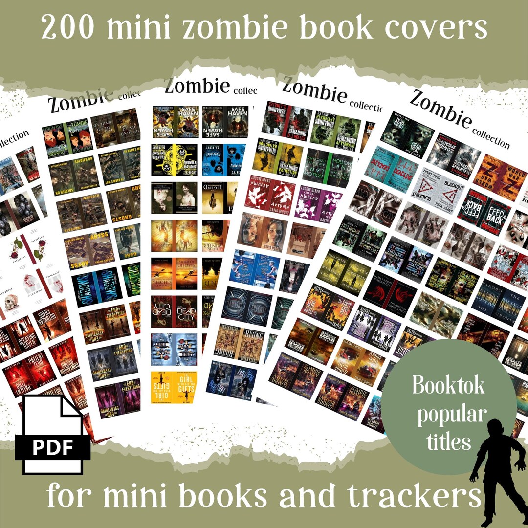 200 Mini Zombie Book Covers for Halloween Anxiety Bookshelf, Dollhouse ...