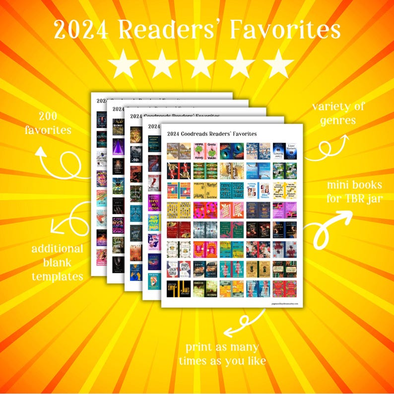 2024 Readers' Favorites 200 Mini Book Covers, Printable Pdf for Booktok ...