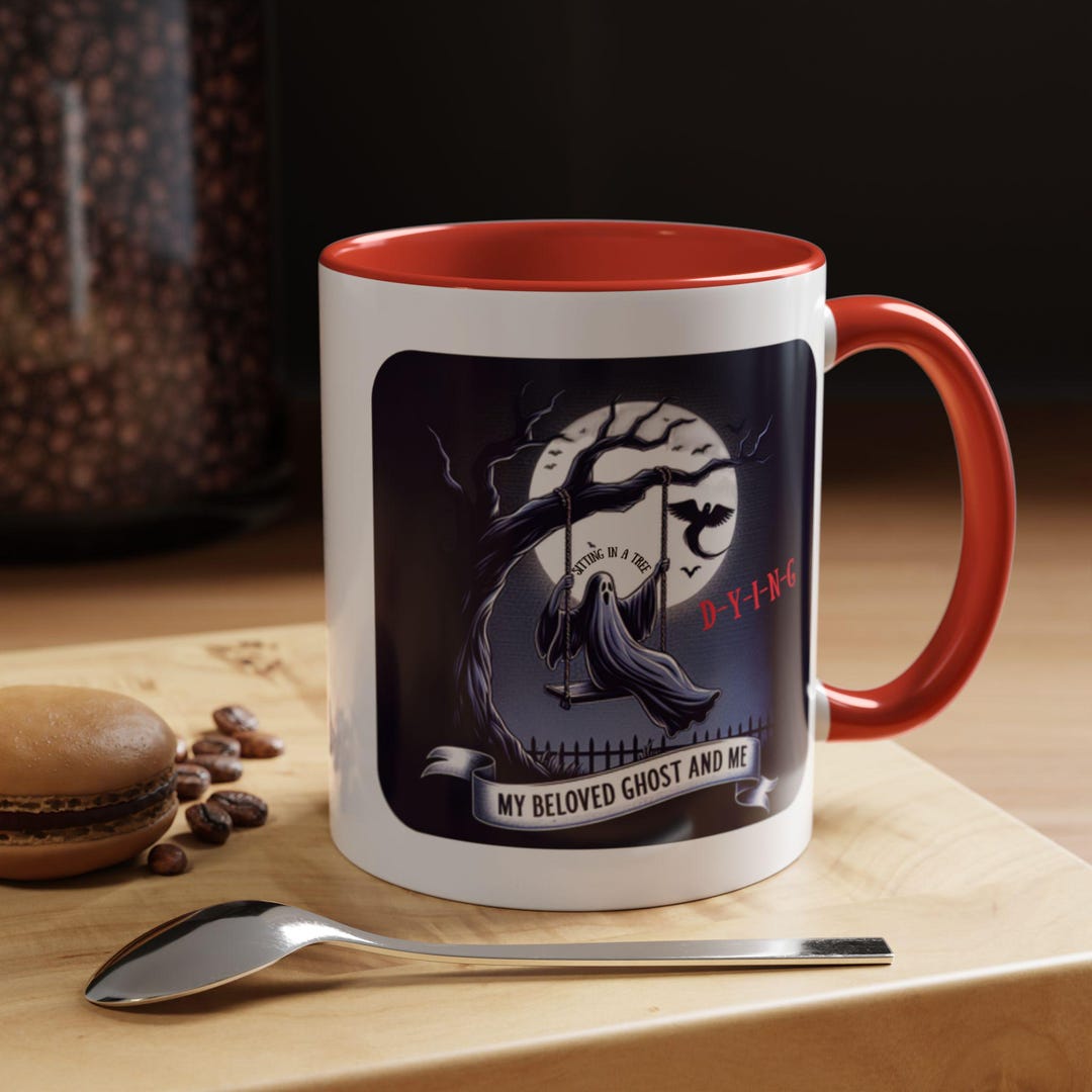 My Beloved Ghost and Me Mug Spooky Ghost in Tree Design Creepy Cute ...