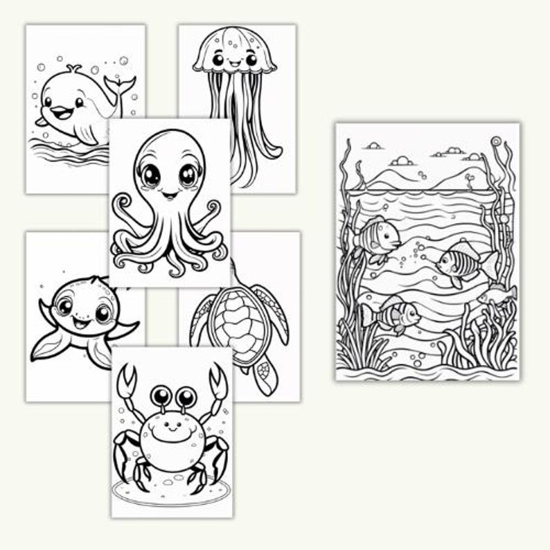 Baby Sea Animal Coloring Pages, Under the Sea, Animal Coloring In, Kids ...