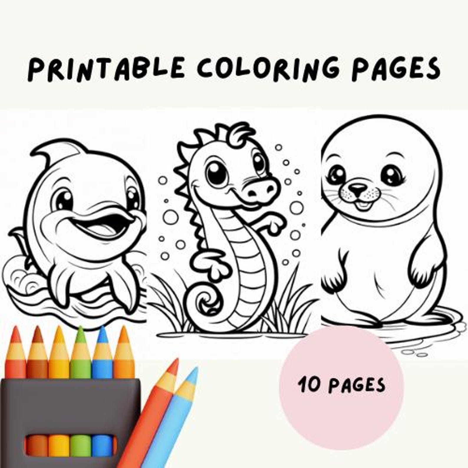 Baby Sea Animal Coloring Pages, Under the Sea, Animal Coloring In, Kids ...