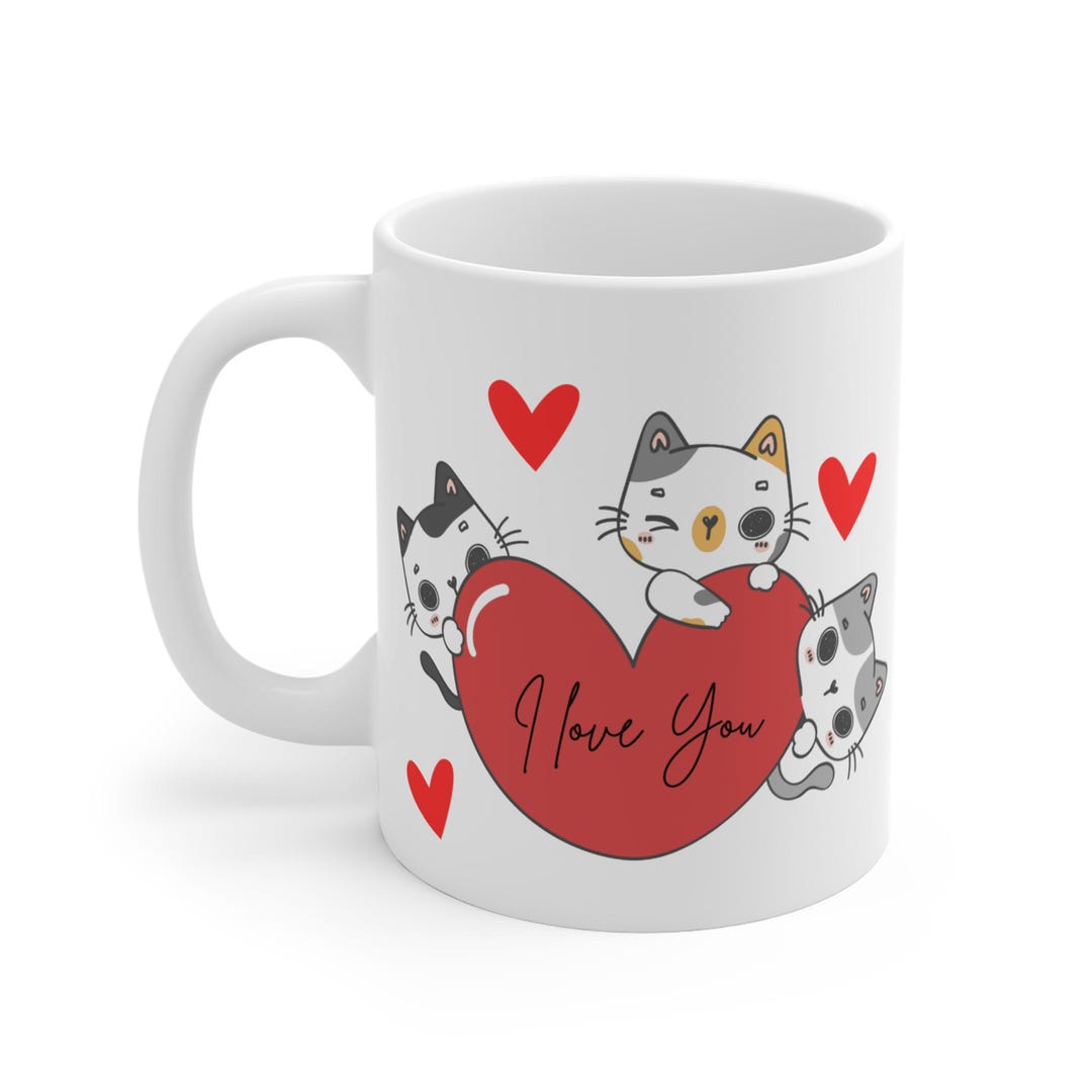 Cute Cat Love Mug, Adorable Pet Lover Gift, Heartwarming Coffee Cup for ...