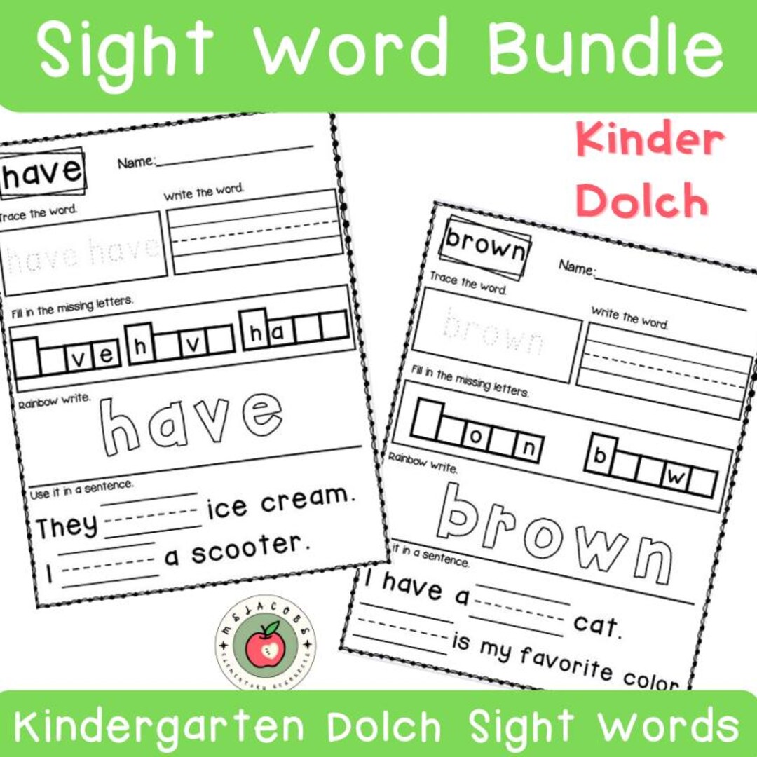 Kindergarten Dolch Sight Word Bundle - Etsy