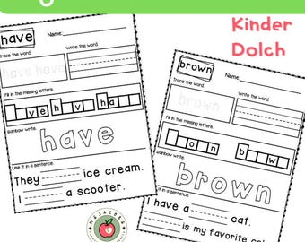 Kindergarten Dolch Sight Word Check off List - Etsy
