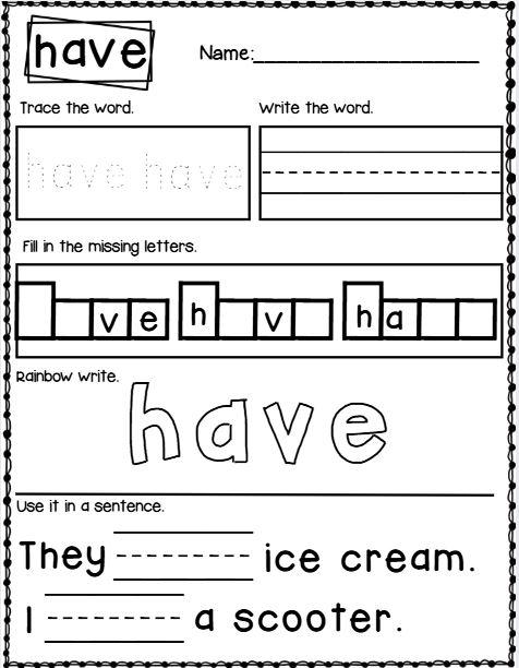 Kindergarten Dolch Sight Word Bundle - Etsy
