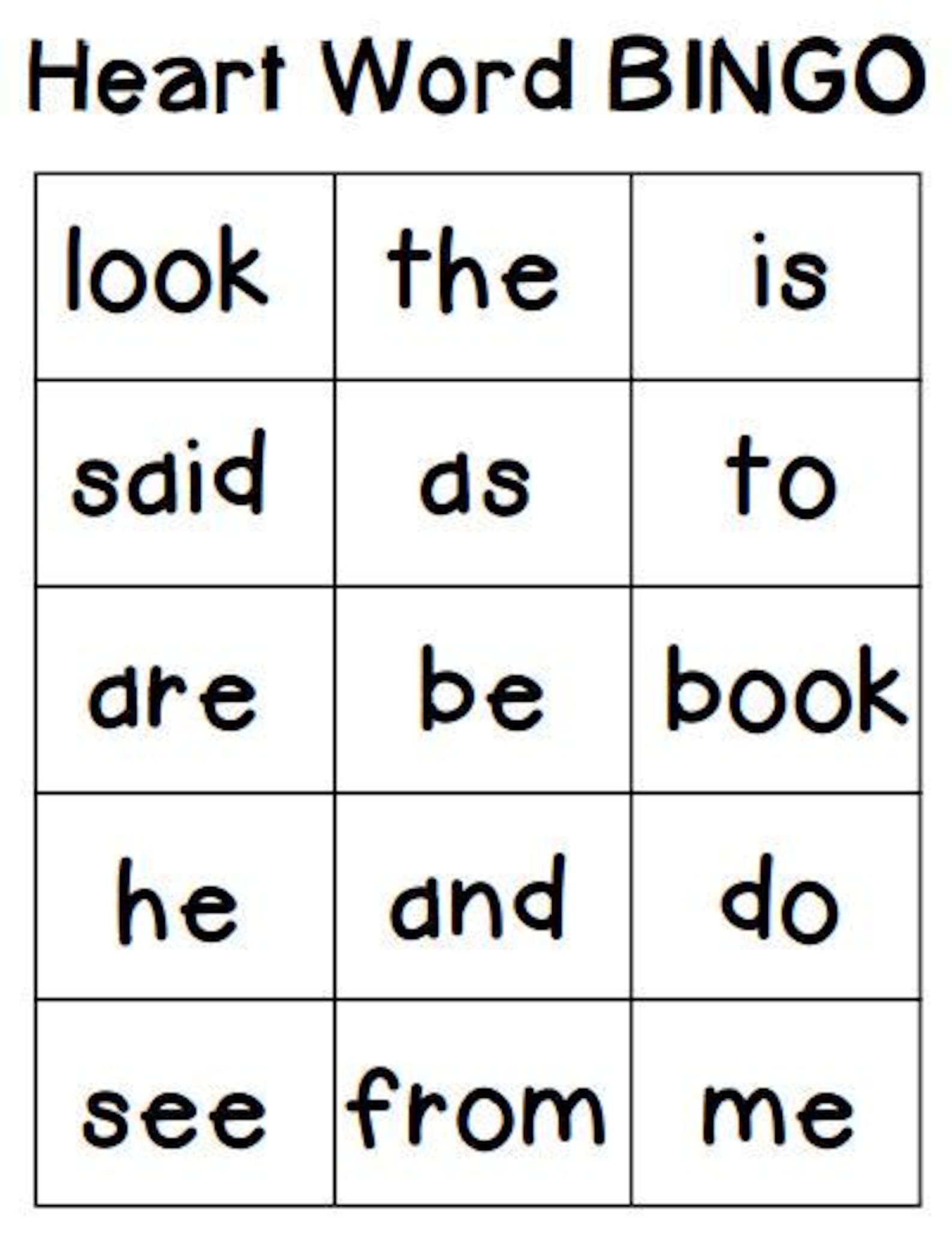 UFLI Heart Word BINGO - Etsy