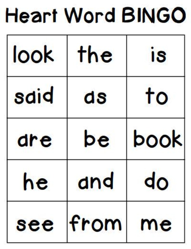 UFLI Heart Word BINGO - Etsy