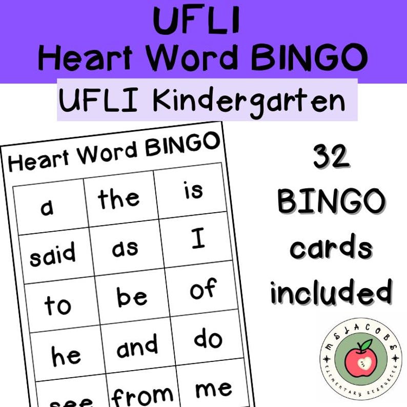 UFLI Heart Word BINGO - Etsy