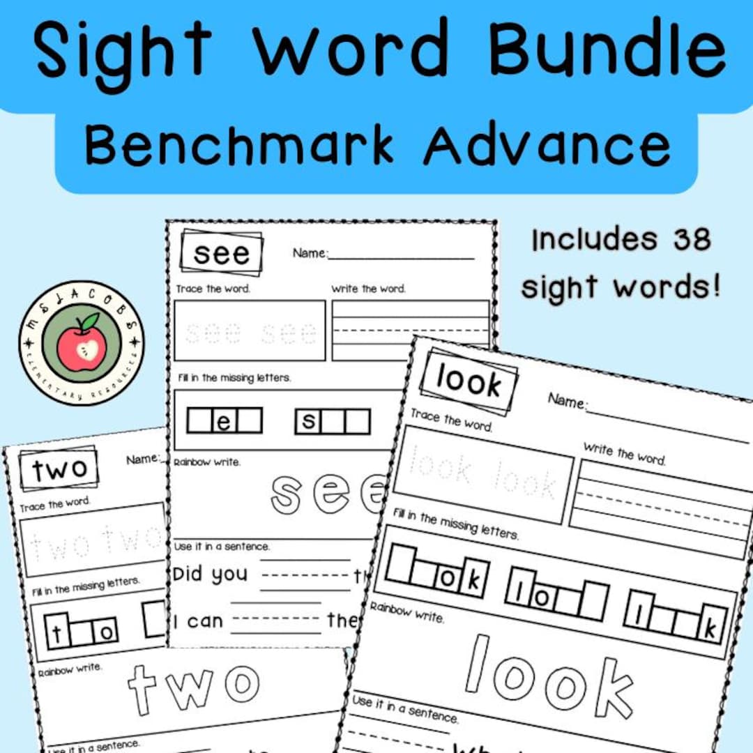 Sight Word Worksheet Bundle - Benchmark Advance Aligned - Etsy