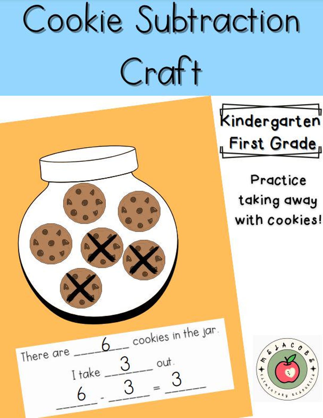Subtraction Cookie Craft - Etsy
