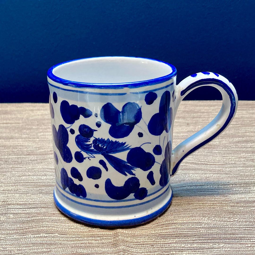 Deruta Pottery Italy Arabesco Cobalt Blue Bird Dark Floral Tapestry ...