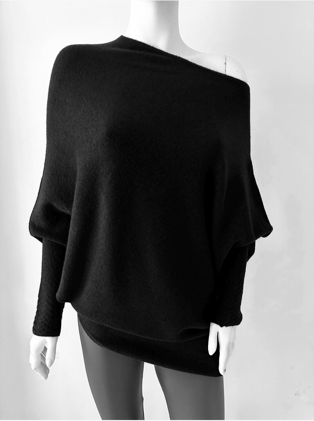 Made in Italy Asymmetric Draped Black Oversized Loose Soft Quirky ...