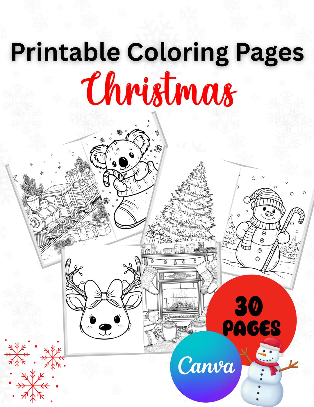 Christmas Coloring Pages for Adults & Kids , Printable Holiday Bundle ...