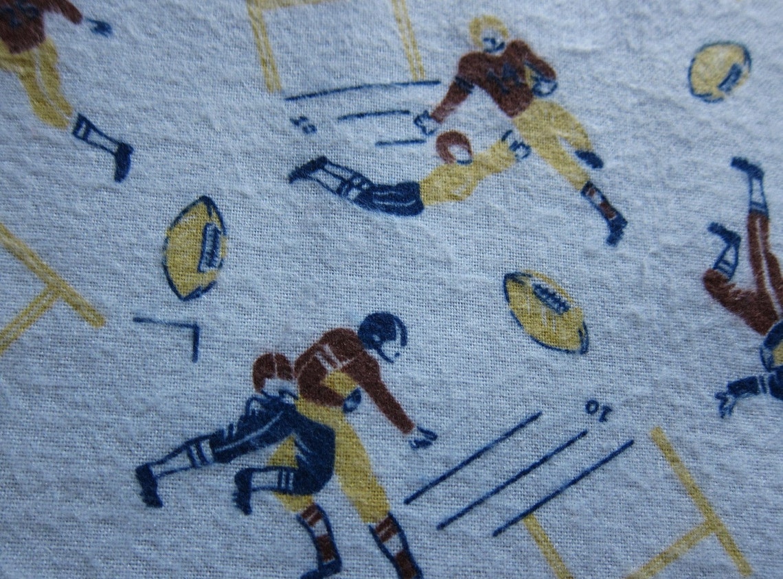 American football vintage cotton fabric 1950s cotton | Etsy