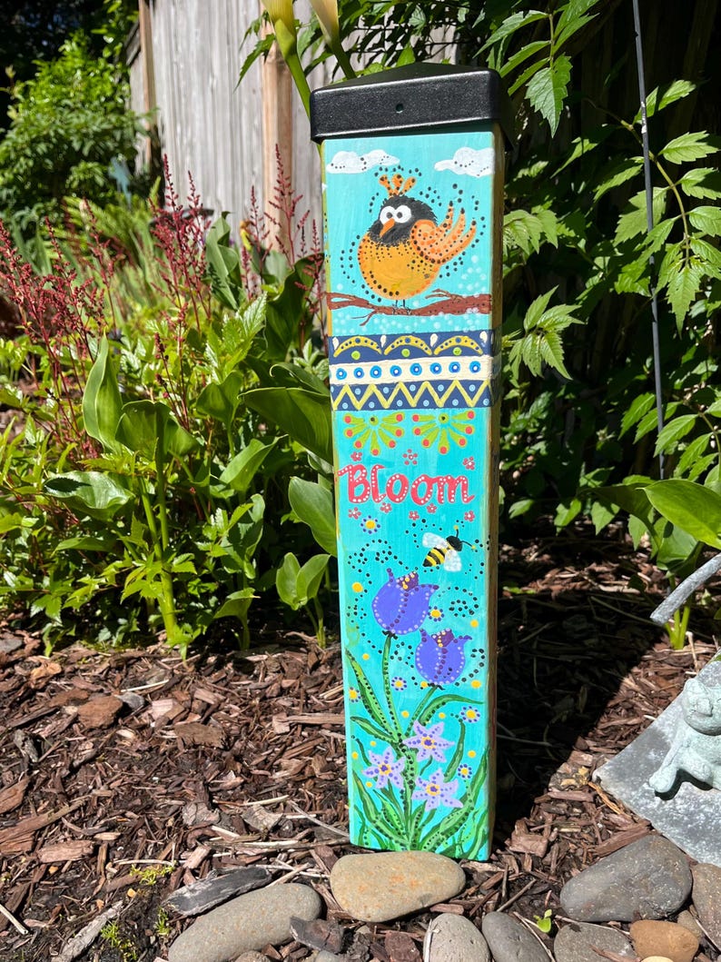 Hand Painted Garden Post - Etsy