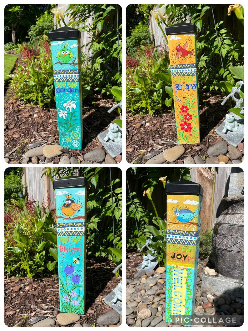 Hand Painted Garden Post - Etsy