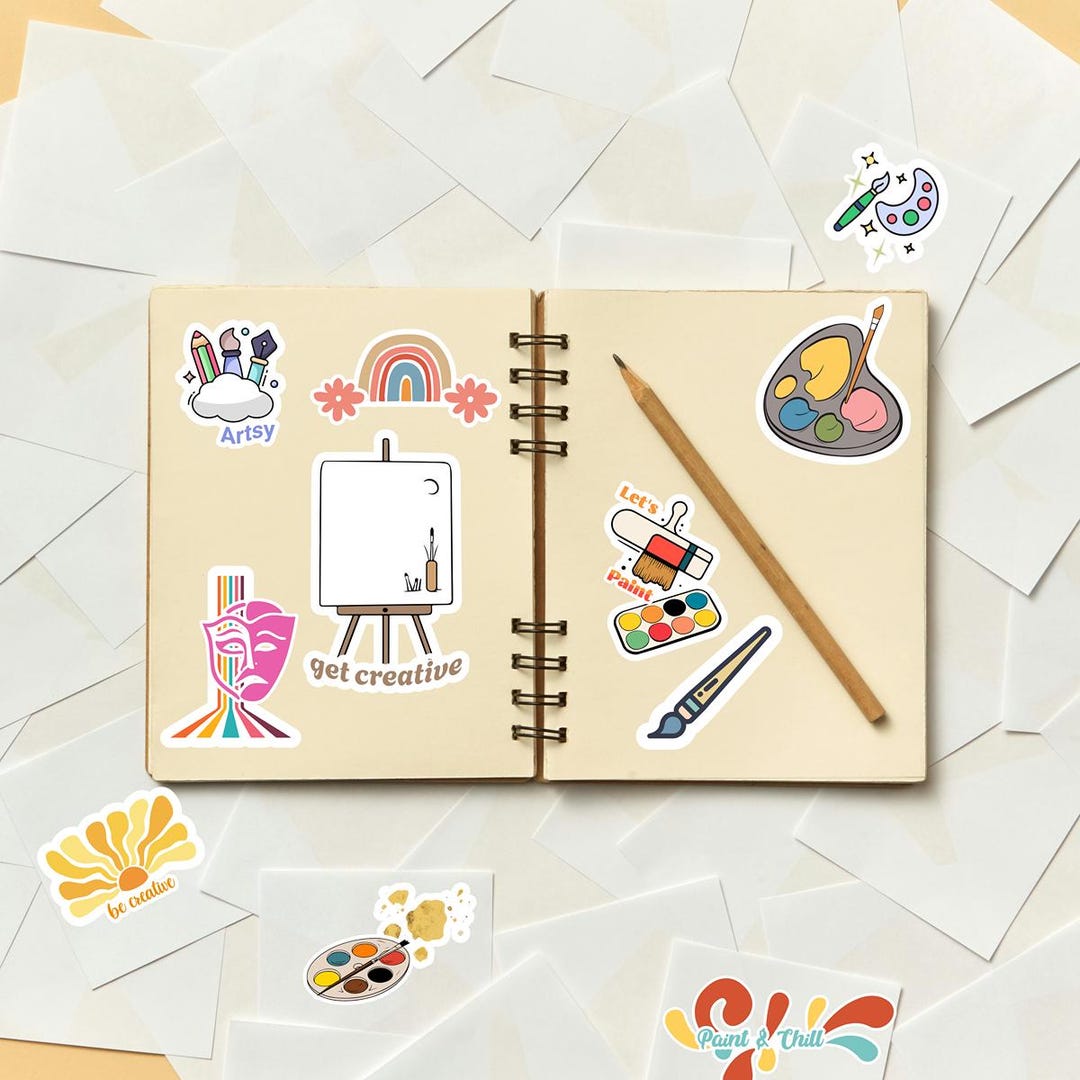 21 DIGITAL STICKERS, Painter Stickers for Artist, Artistic Digital ...