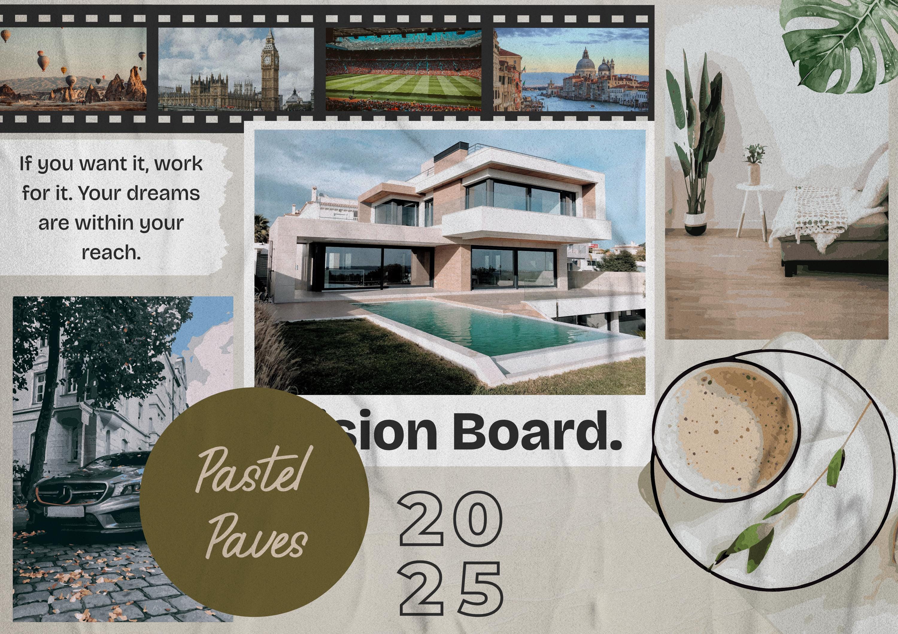 250 2025 Vision Boards Template Printables, Vision Boarding Template ...