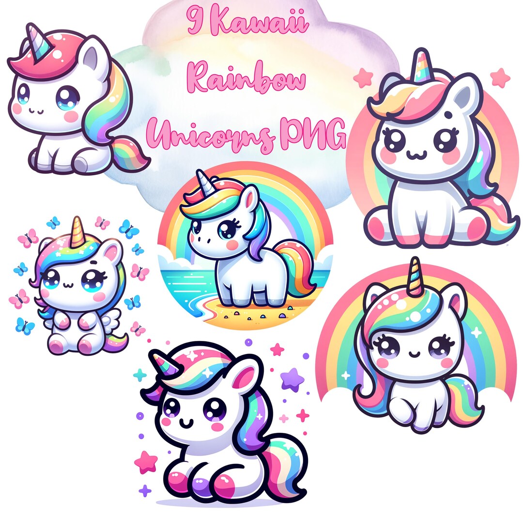 Cute Unicorn Rainbow PNG, Unicorn Clipart Kawaii, Cute Kawaii Unicorns ...