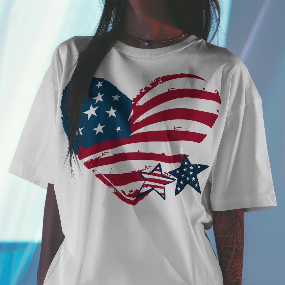 Heart America Girl PNG, Sublimation Designs America, Heart Stars ...