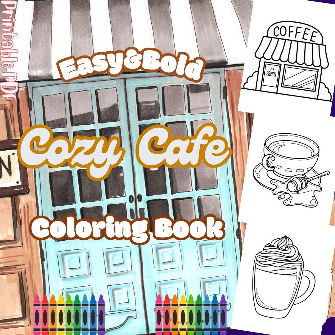 Cozy Cafe Coloration, 15 Cozy Coloration Sheets Relaxation & Fun, Kids ...