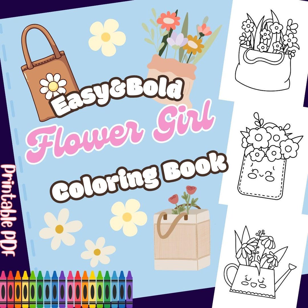 15 Flower Girl Coloring Pages, Comfort Coloring Activity, Bold and Easy ...
