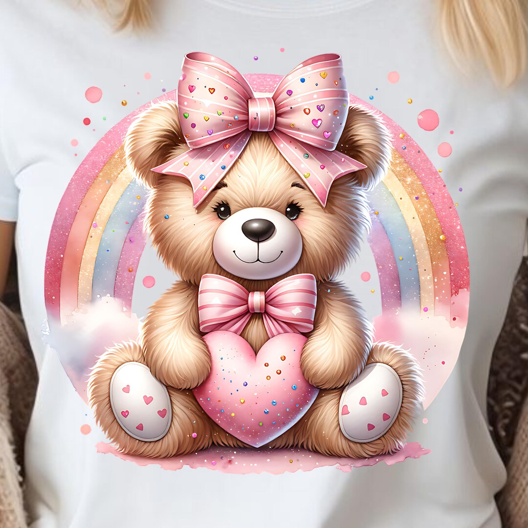 Glittering Rainbow Valentine Teddy Bear Love You Gift Glittering ...