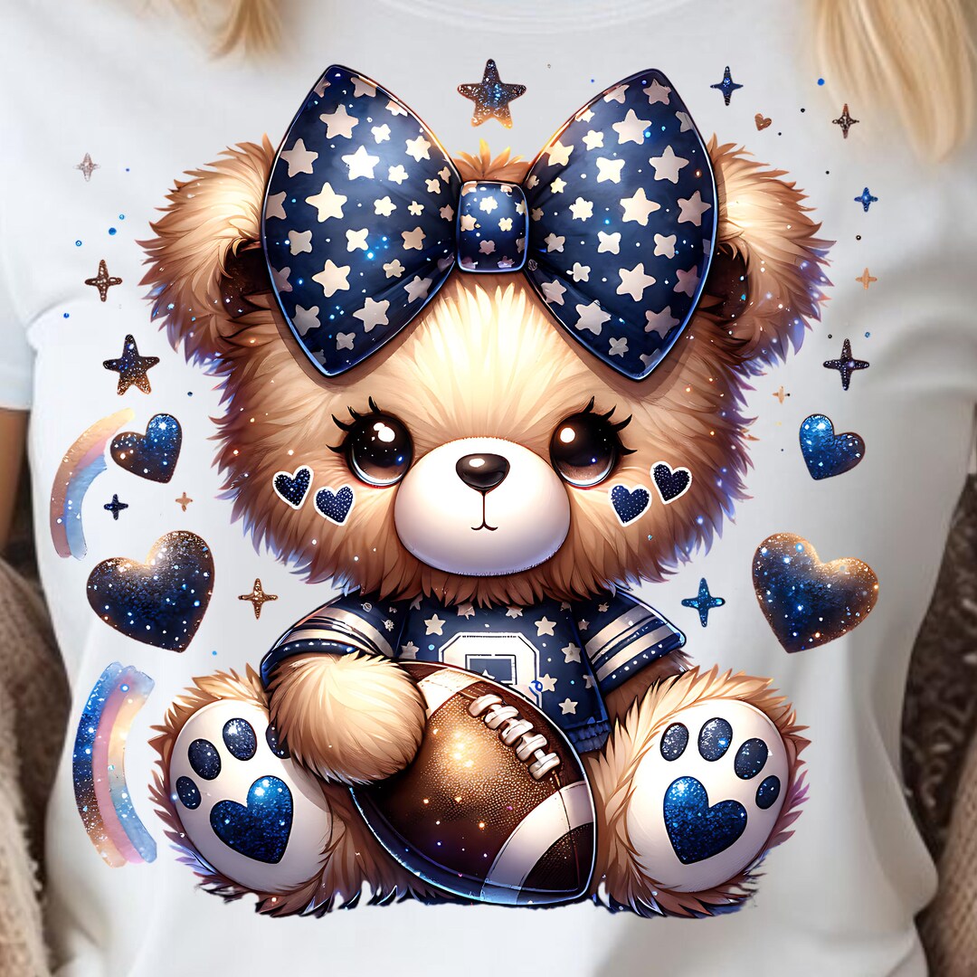 Glittering Football Teddy Bear Glittering Blue PNG Cute Football ...