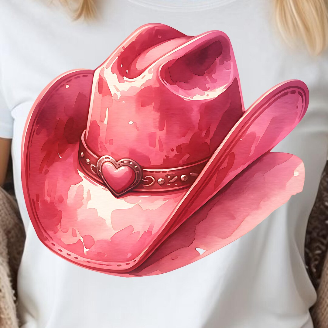 Pink Cowboy Hat Sublime, Watercolor Sublime PNG, Love Heart Sublime ...