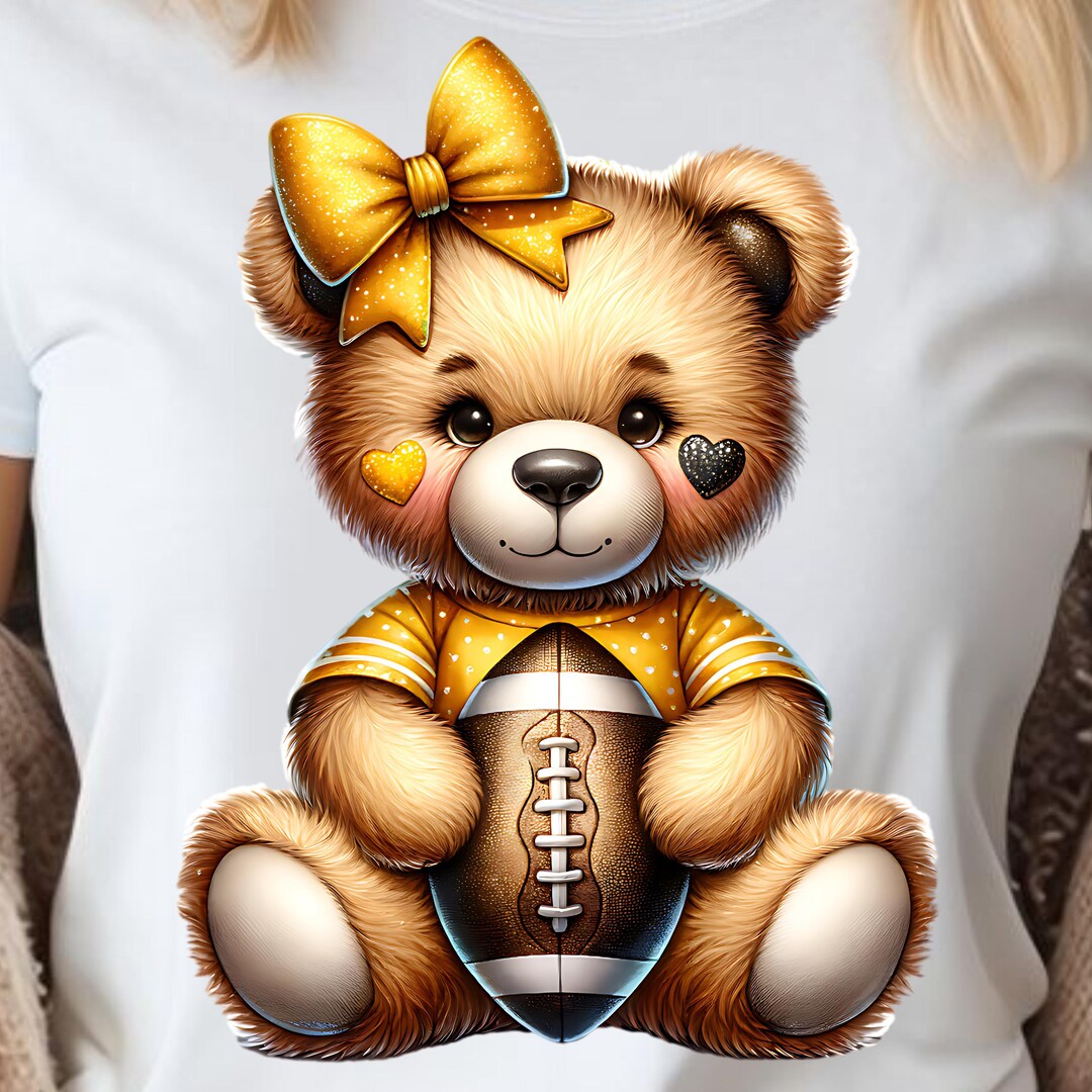Glittering Football Teddy Bear glittering Yellow PNG Cute Football ...