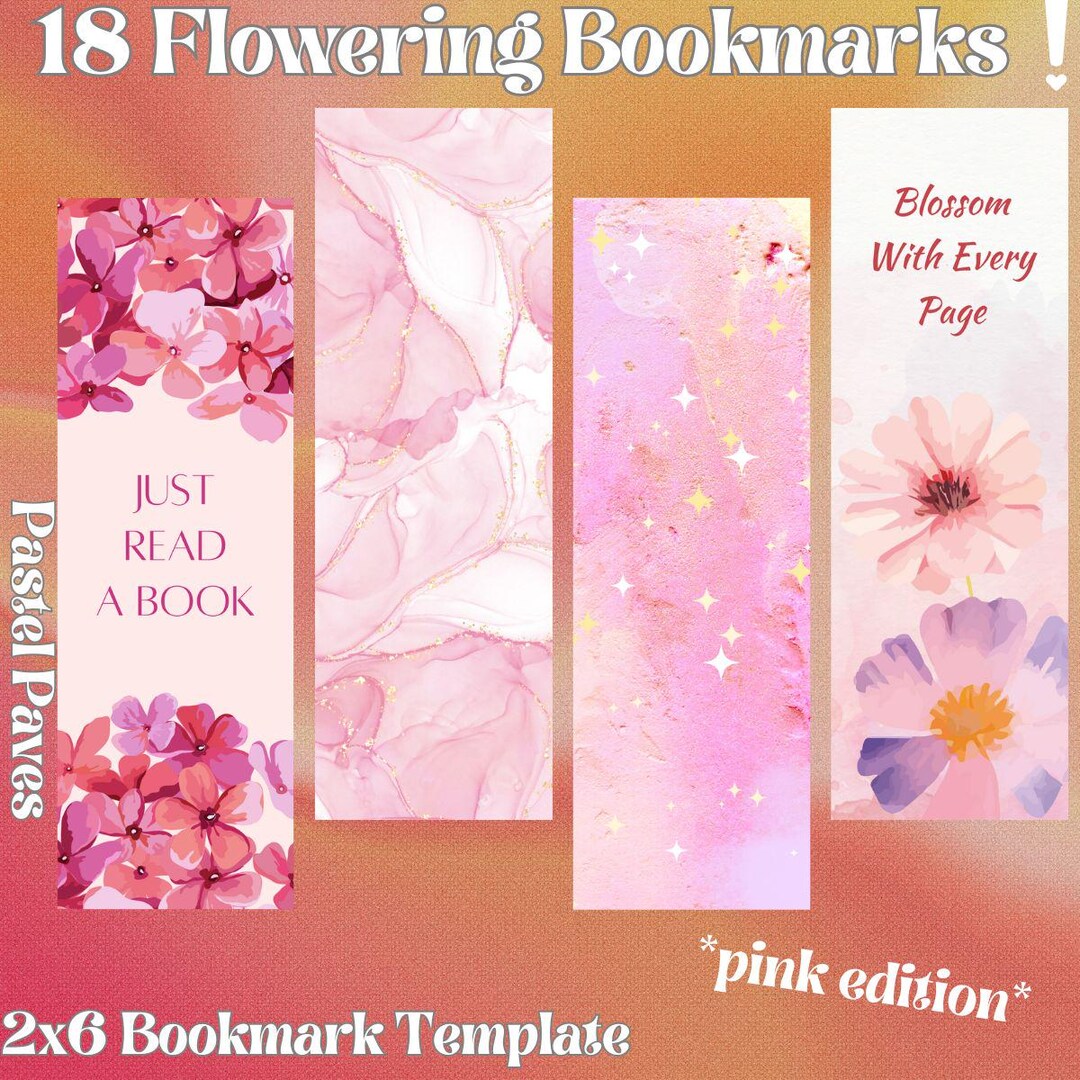 Flowering Pink Bookmarks Bundle, PNG Bookmark Bundle, Pink Sky PNG ...
